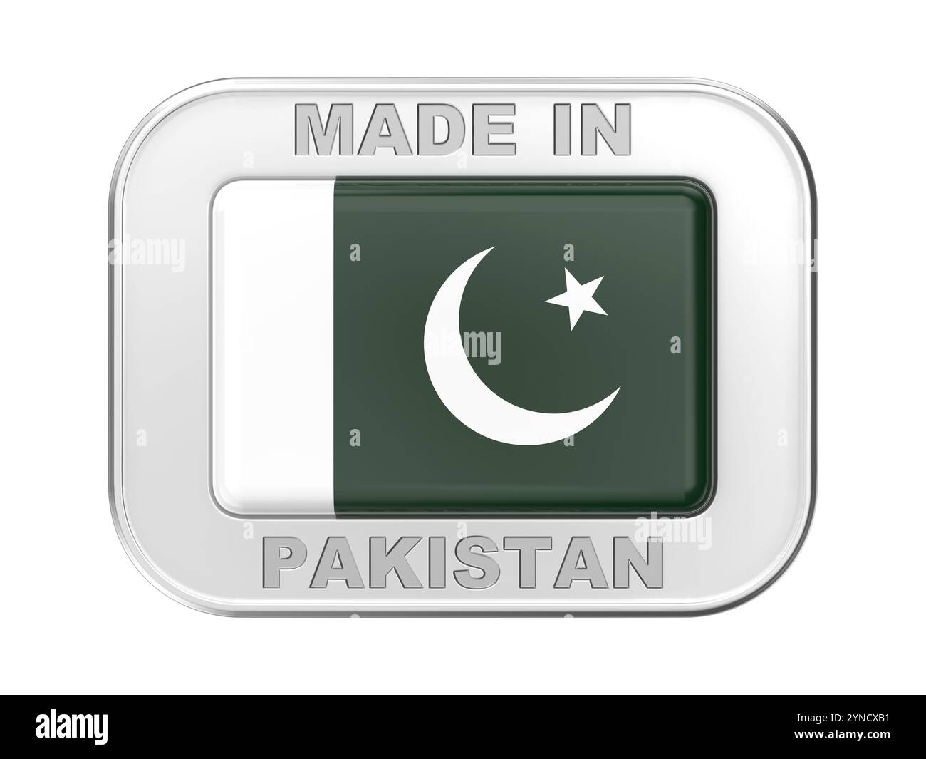 Made in Pakistan, silver badge with the national flag of Pakistan Stock ...