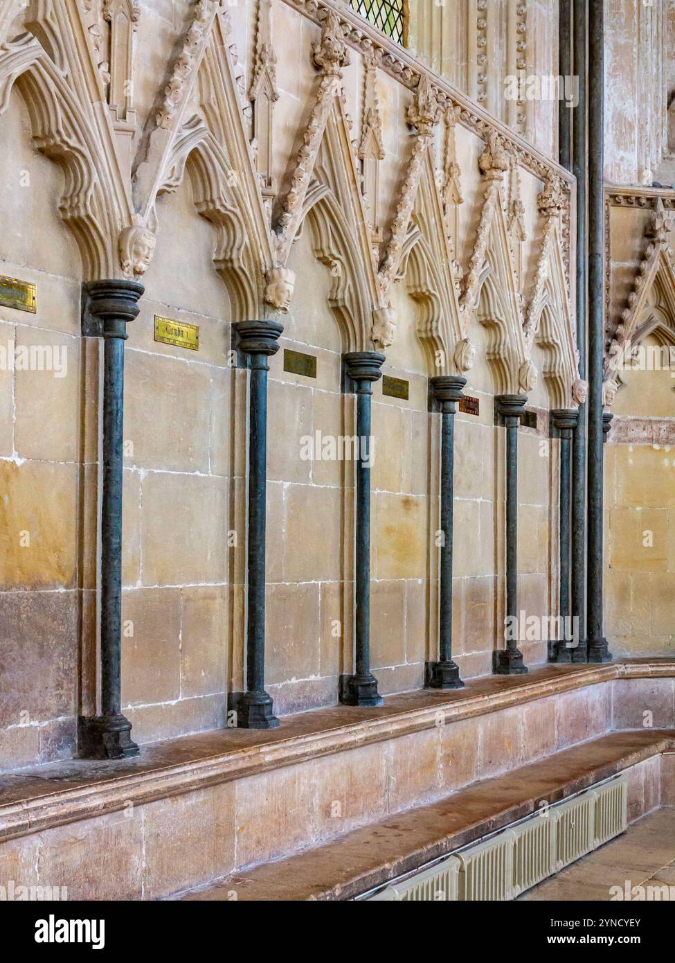 Detail of the interior of the Chapter House in Wells Cathedral Somerset ...