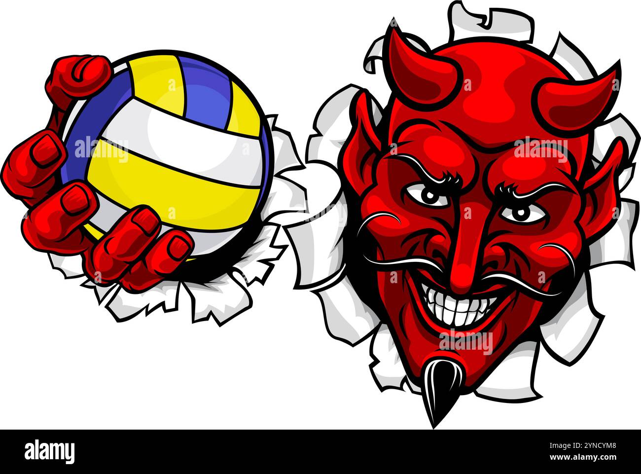 Devil Volleyball Ball Sports Mascot Illustration Stock Vector Image ...