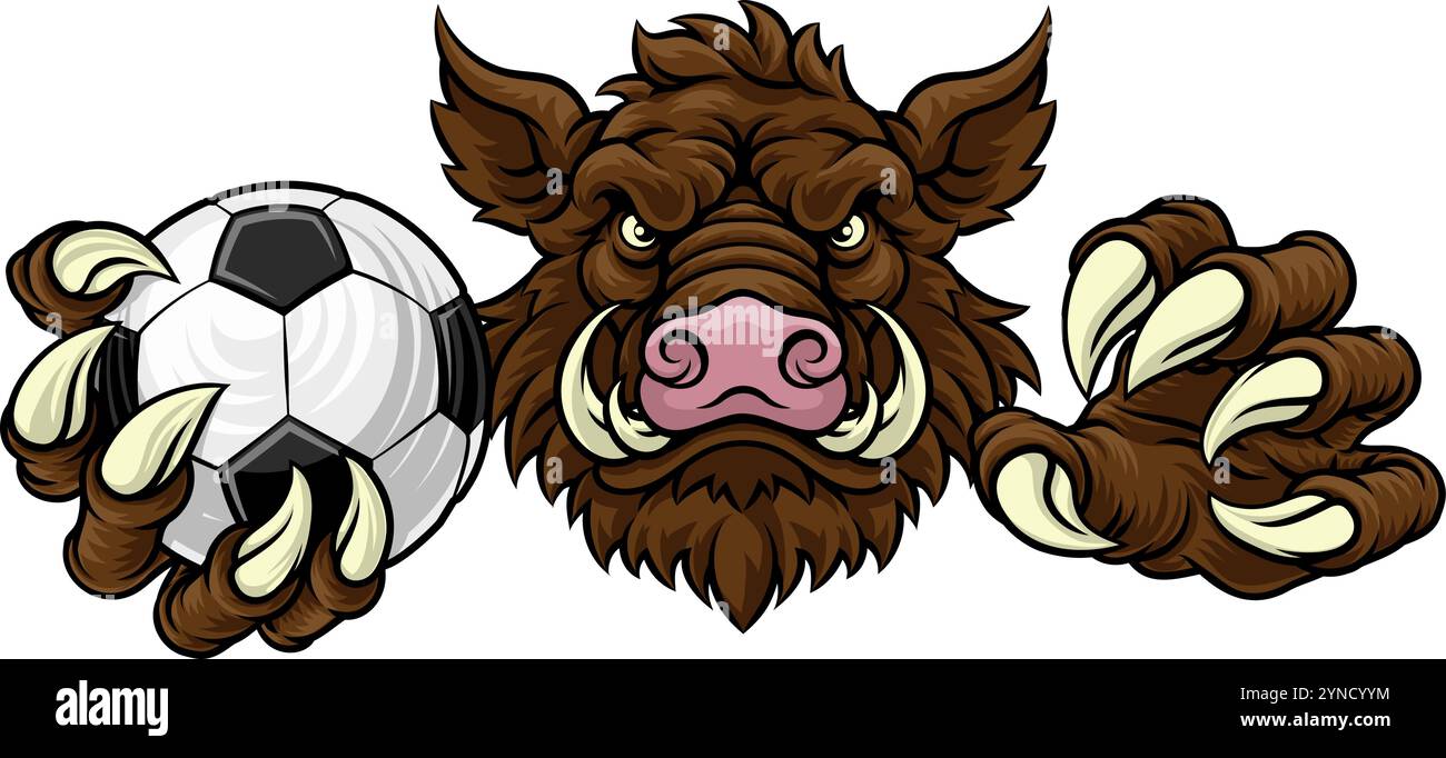 Boar Wild Hog Razorback Warthog Pig Soccer Mascot Stock Vector Image ...