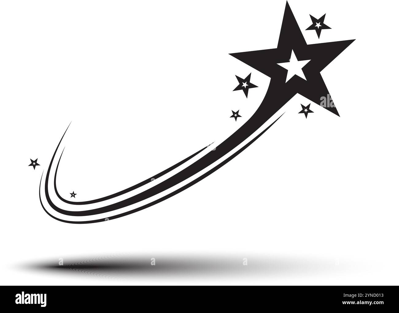 Shooting star silhouette design with trailing lines. Vector ...