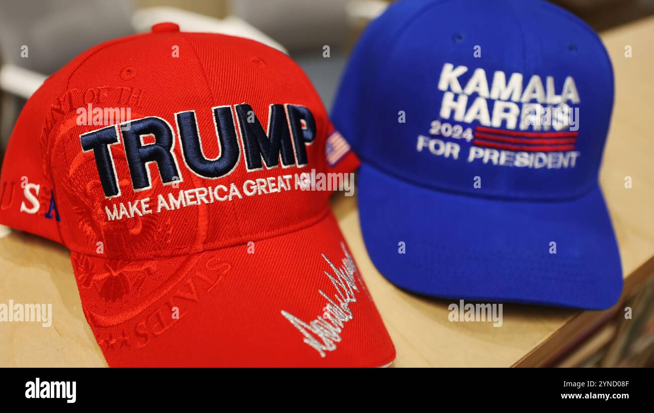 Kyiv, Ukraine - November 5, 2024: Campaign hats featuring Kamala Harris ...