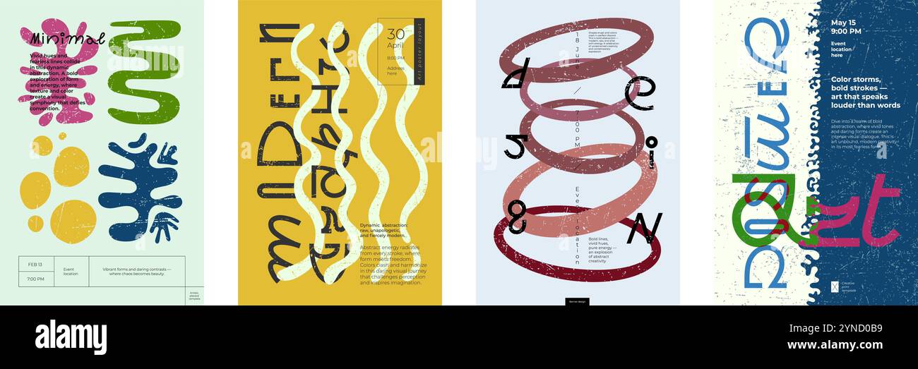 Abstract bold posters. Simple colorful shapes and modern creative ...