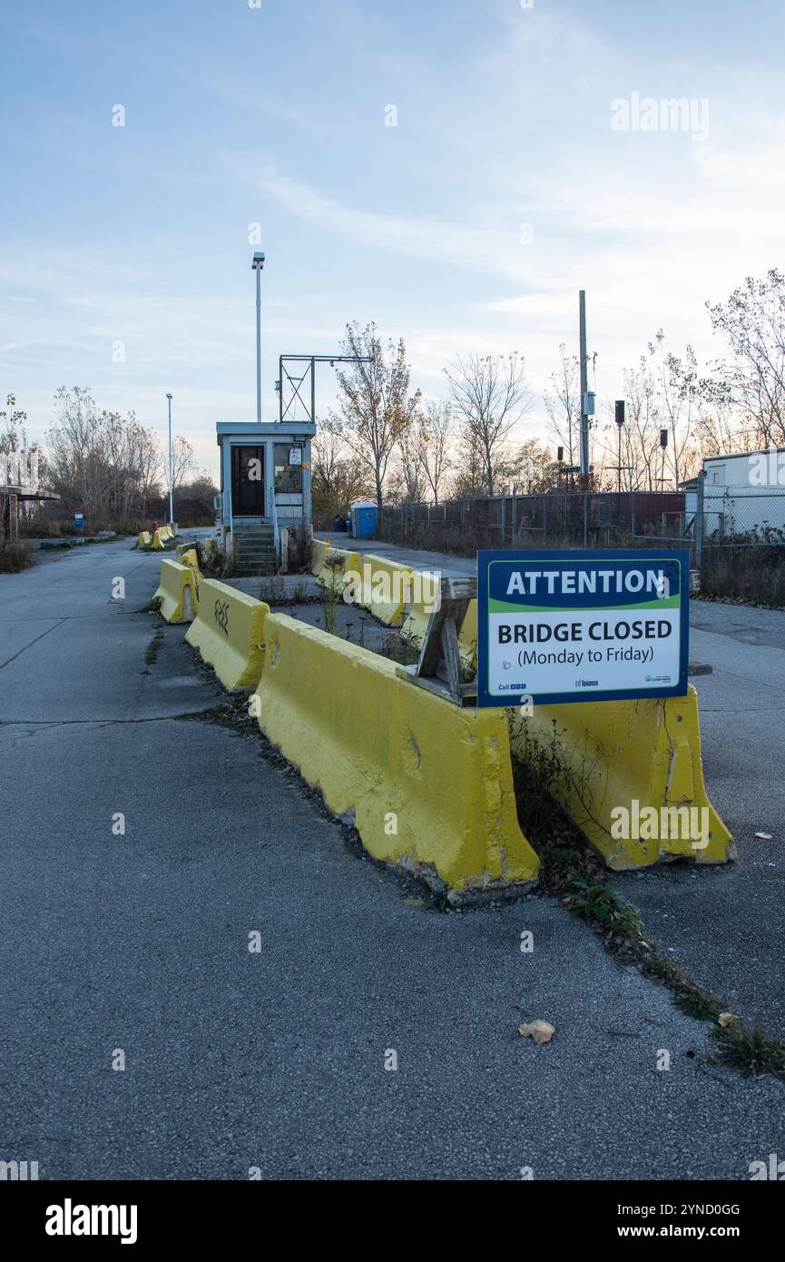 Attention bridge closed sign at Kiosk at Tommy Thompson Park in ...