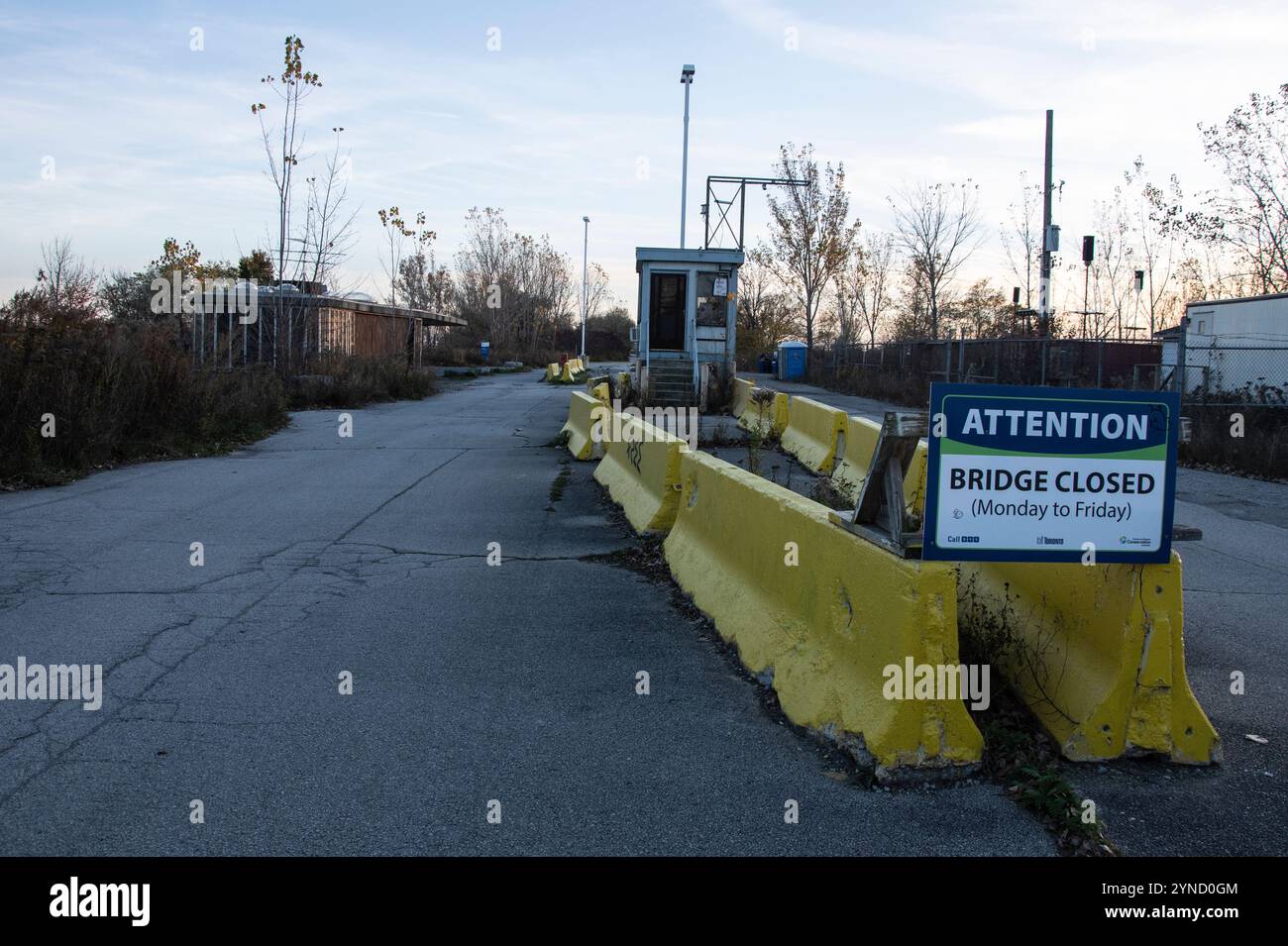 Attention bridge closed sign at Kiosk at Tommy Thompson Park in ...