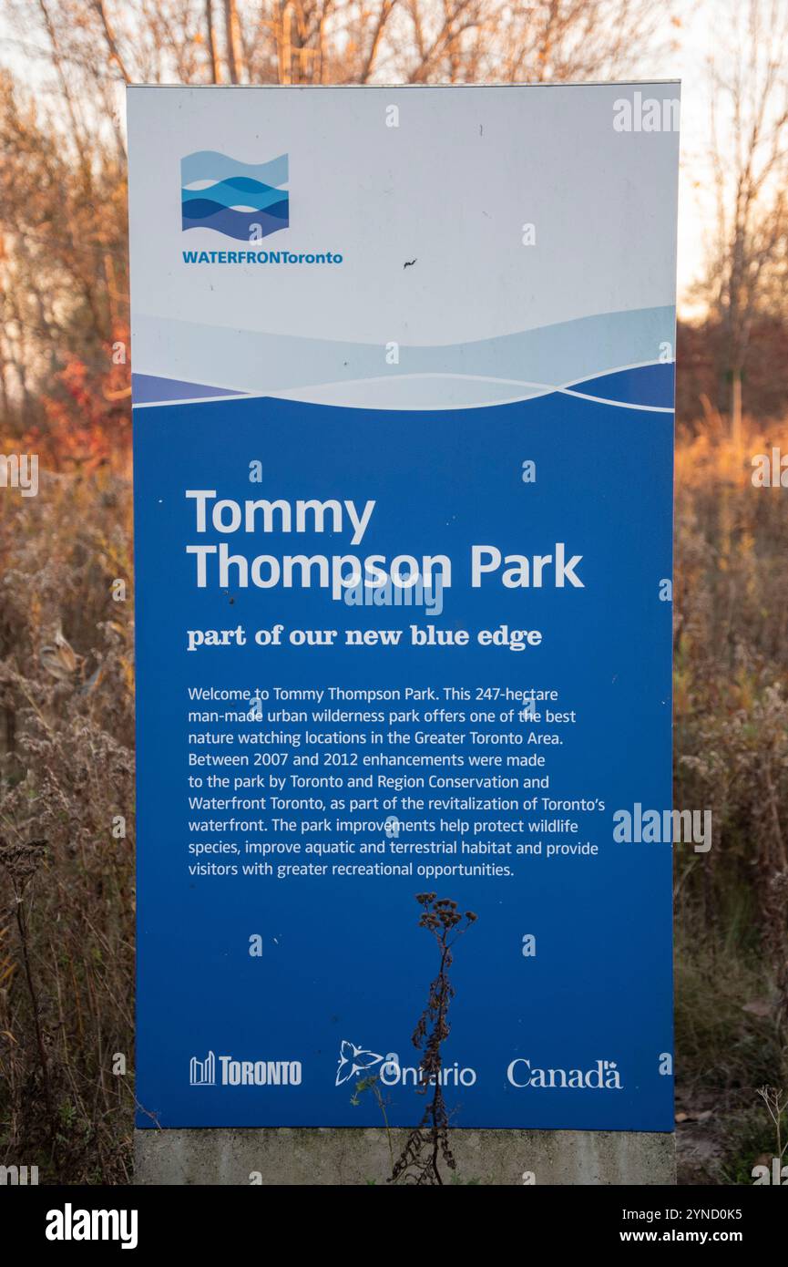 New blue edge waterfront improvements sign at Tommy Thompson Park in ...