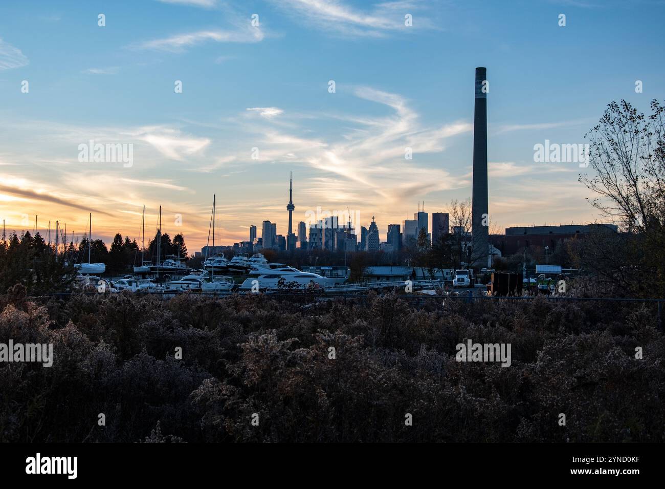 View of downtown Toronto from Tommy Thompson Park in Scarborough ...