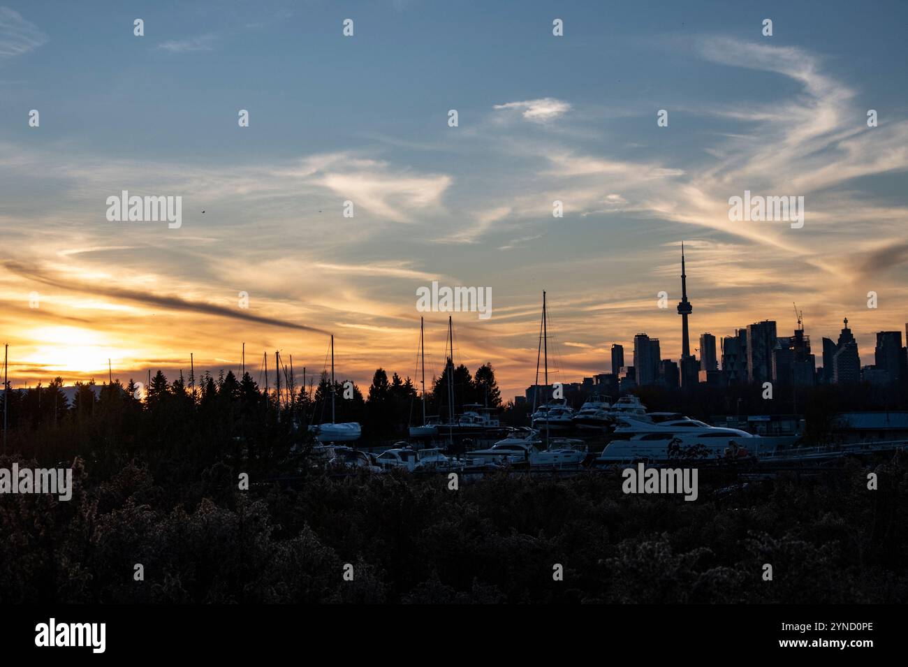 View of downtown Toronto from Tommy Thompson Park in Scarborough ...