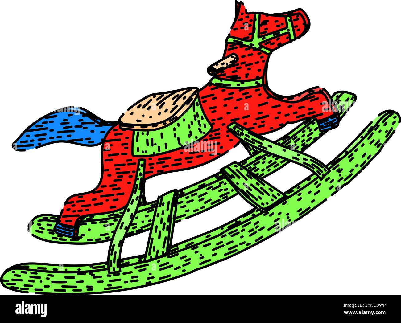 toddler rocking horse sketch hand drawn vector Stock Vector Image & Art ...