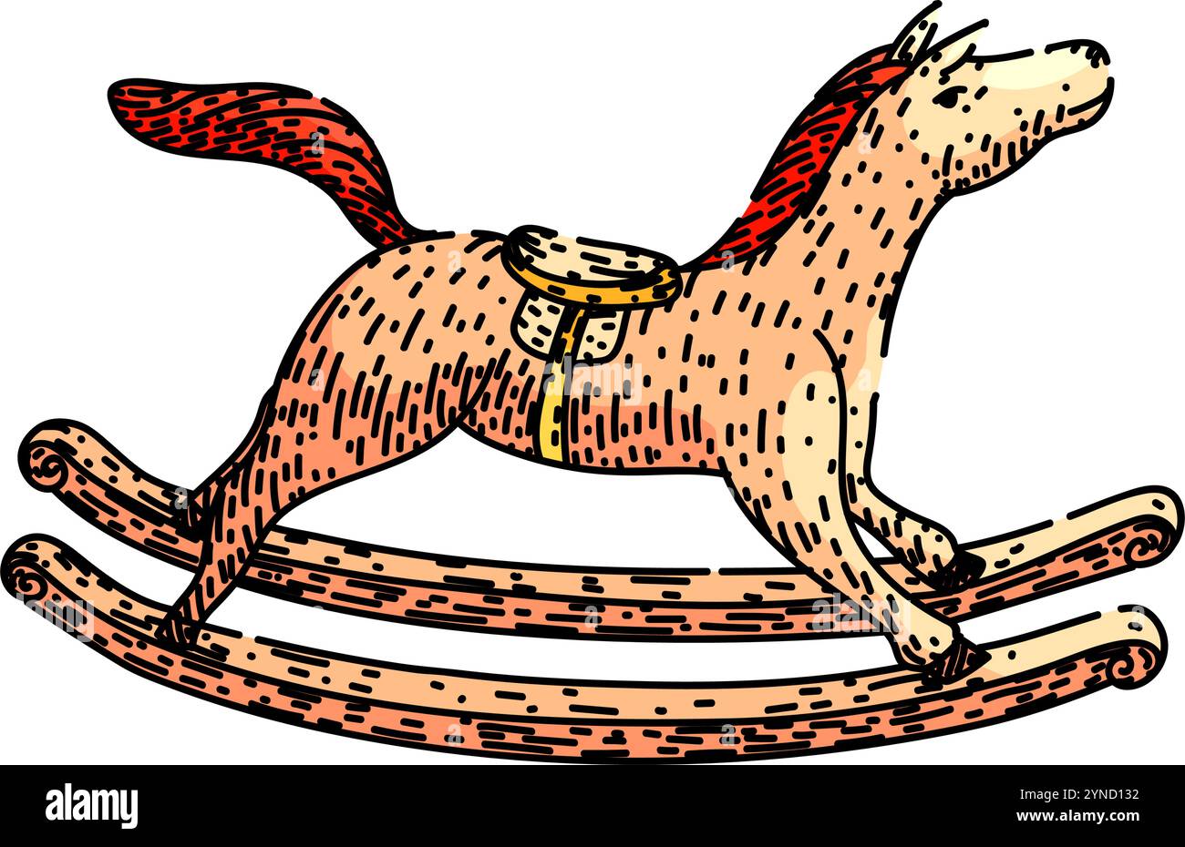 handcrafted rocking horse sketch hand drawn vector Stock Vector Image ...