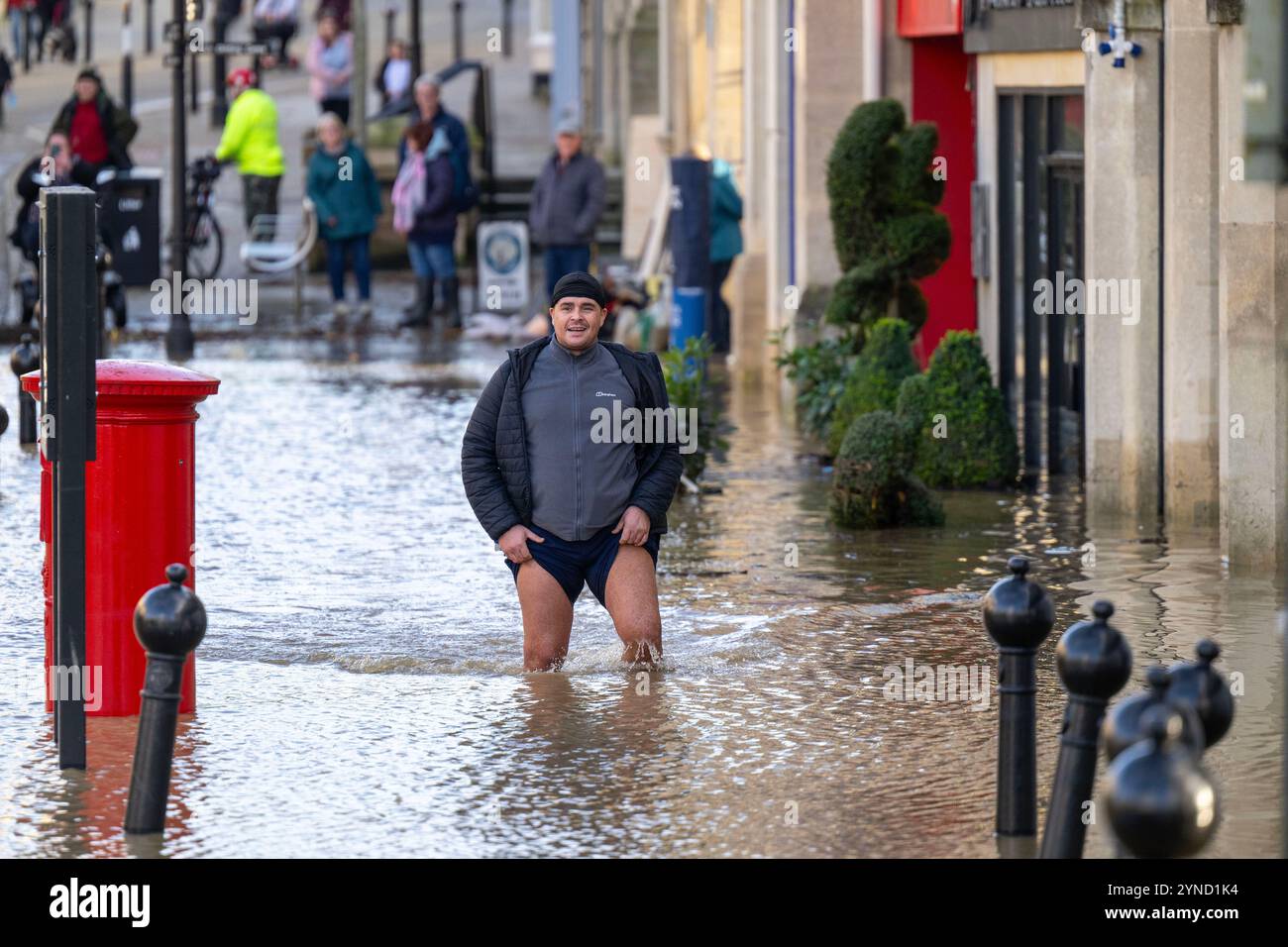 Flooding in the centre of Chippenham in Wiltshire where the River Avon ...