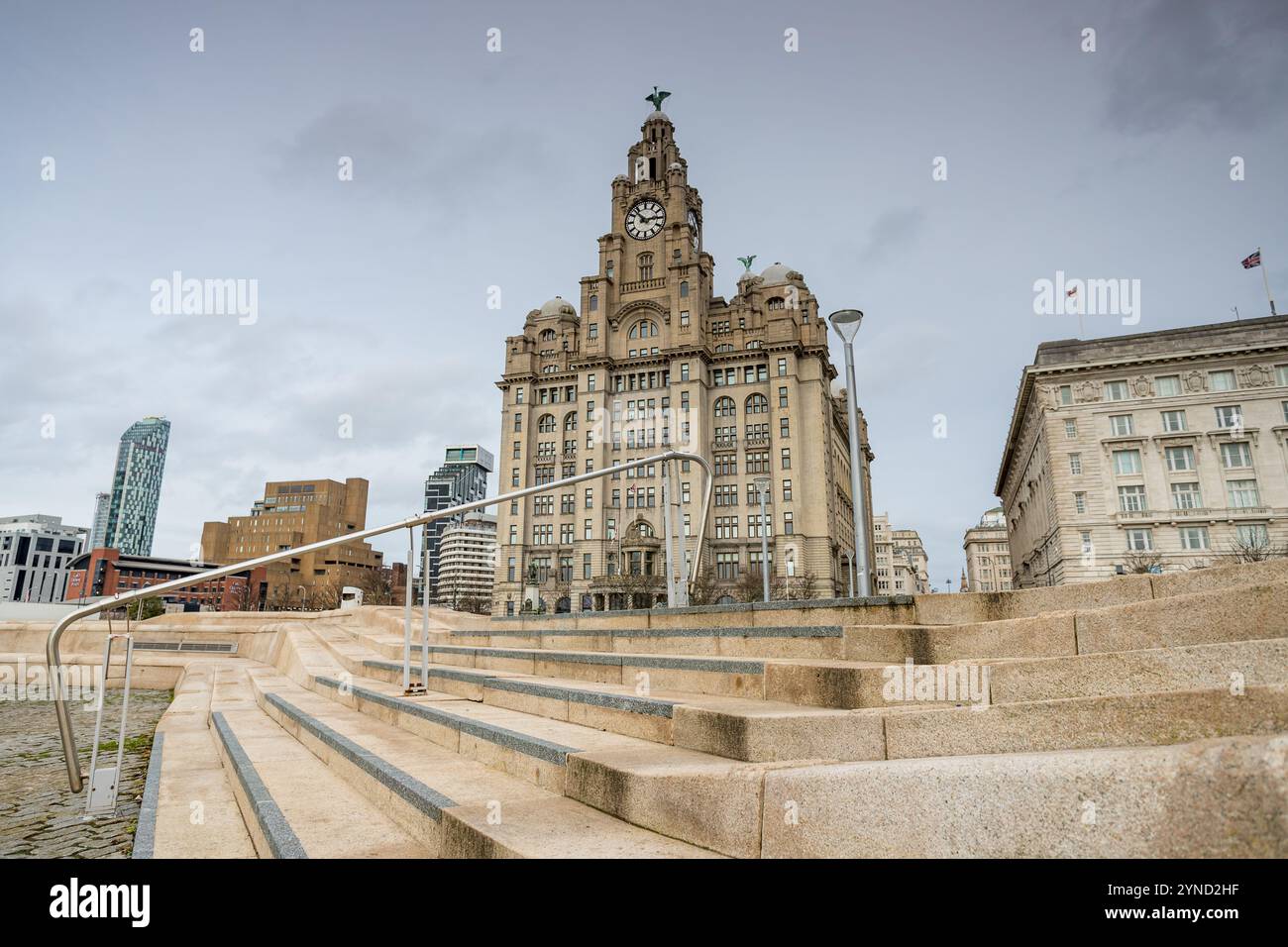 Steps lead towards the Royal Liver Building standing proudly on the ...