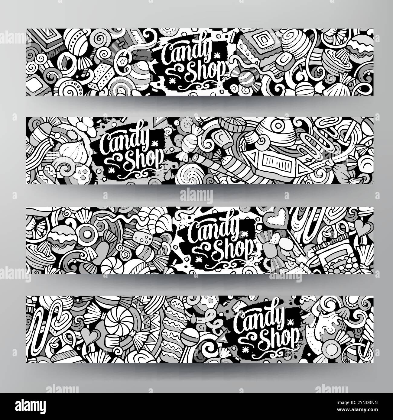 Cartoon vector doodle set of Candies corporate identity templates ...