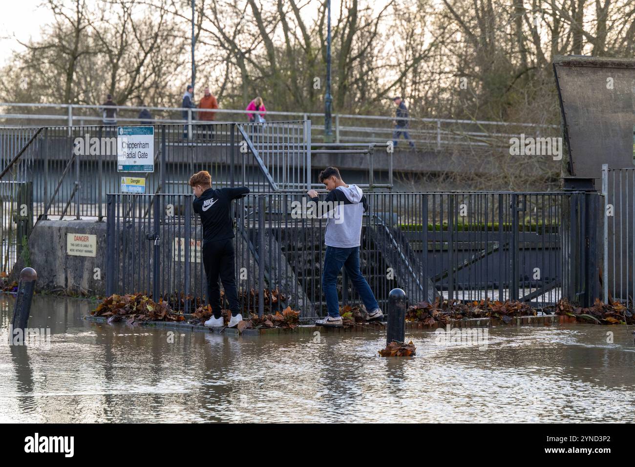 Flooding in the centre of Chippenham in Wiltshire where the River Avon ...