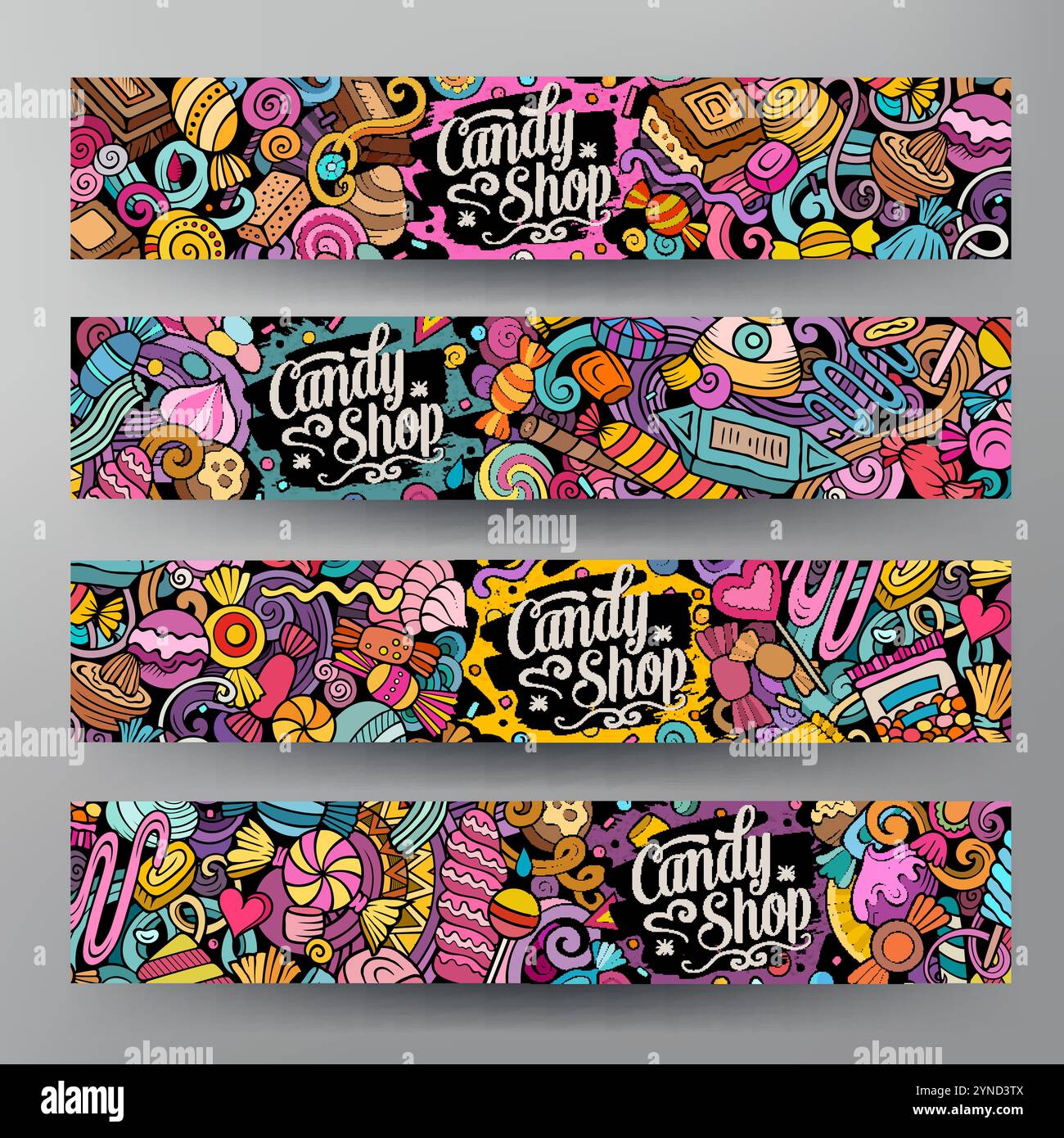Cartoon vector doodle set of Candies corporate identity templates ...