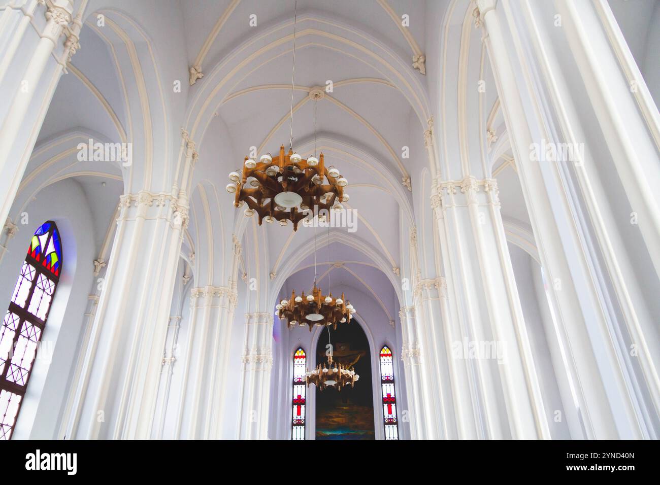 Inside the temple. Church attributes. Bible in the church. Vaults of ...