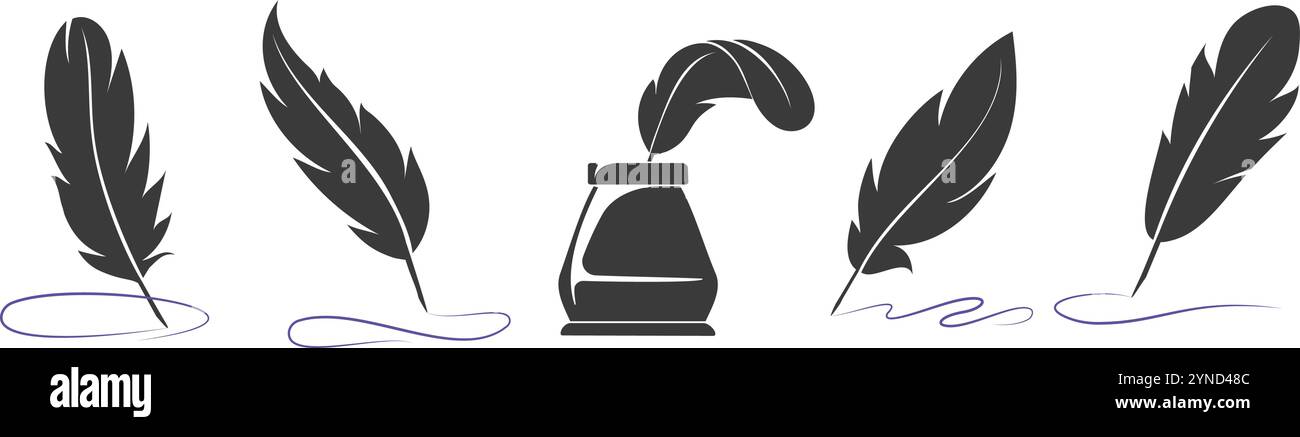 Old style quill pen icon set Stock Vector Image & Art - Alamy