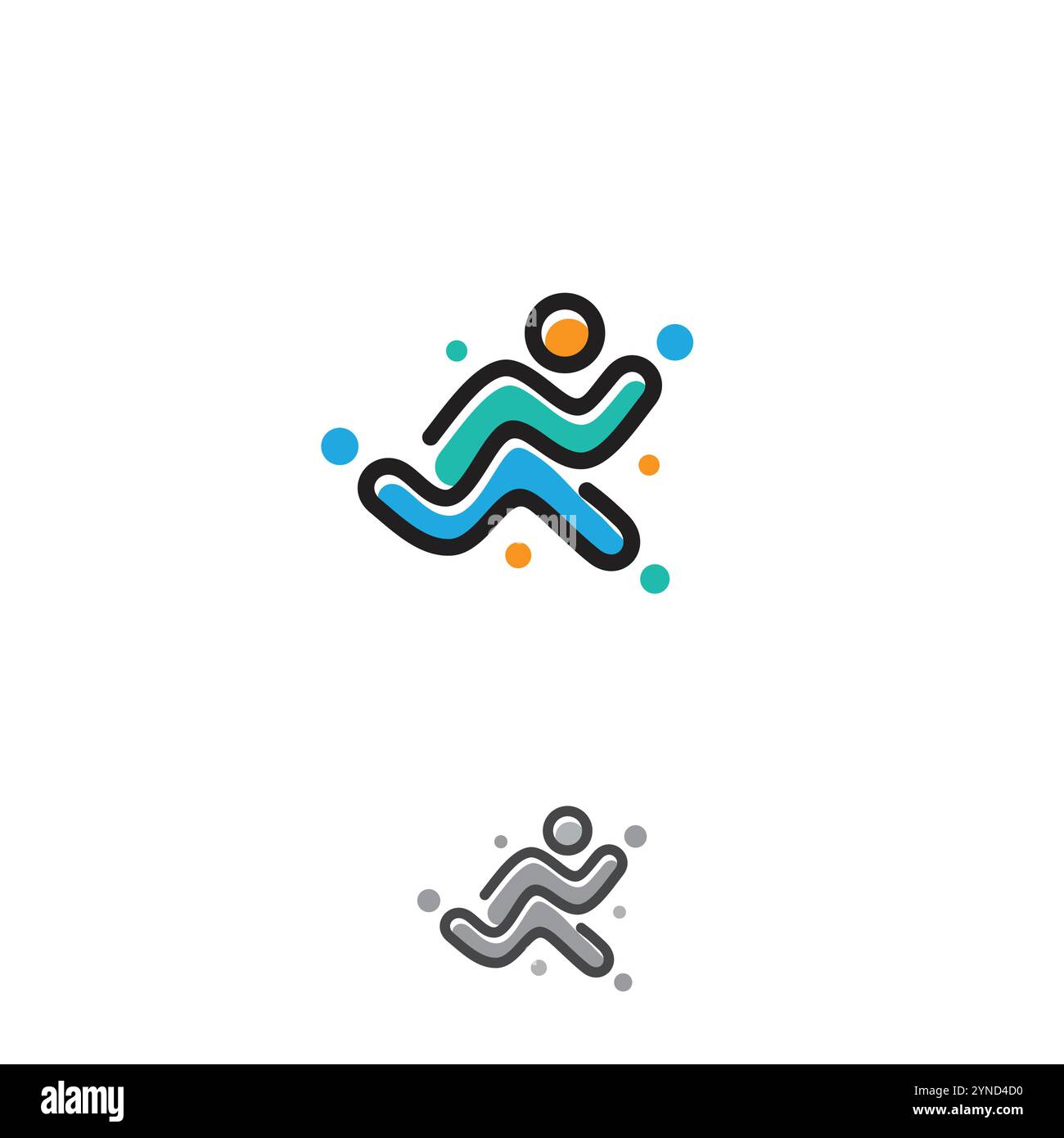 Abstract colorful People Run with bold outline. People in abstract ...