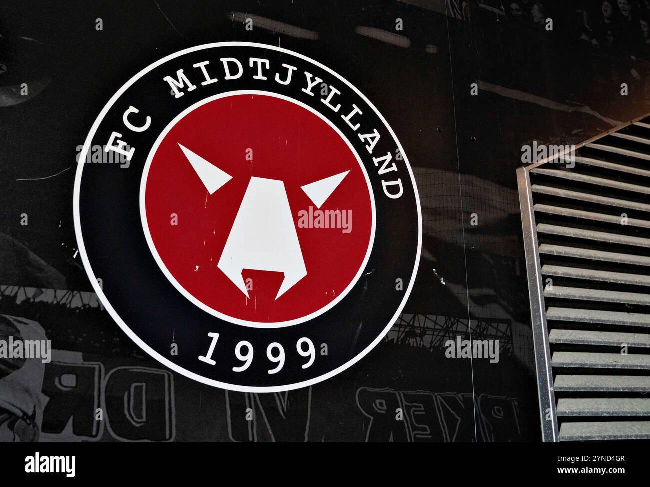 Herning, Denmark. 25th Nov, 2024. FCM logo at the player entrance at ...