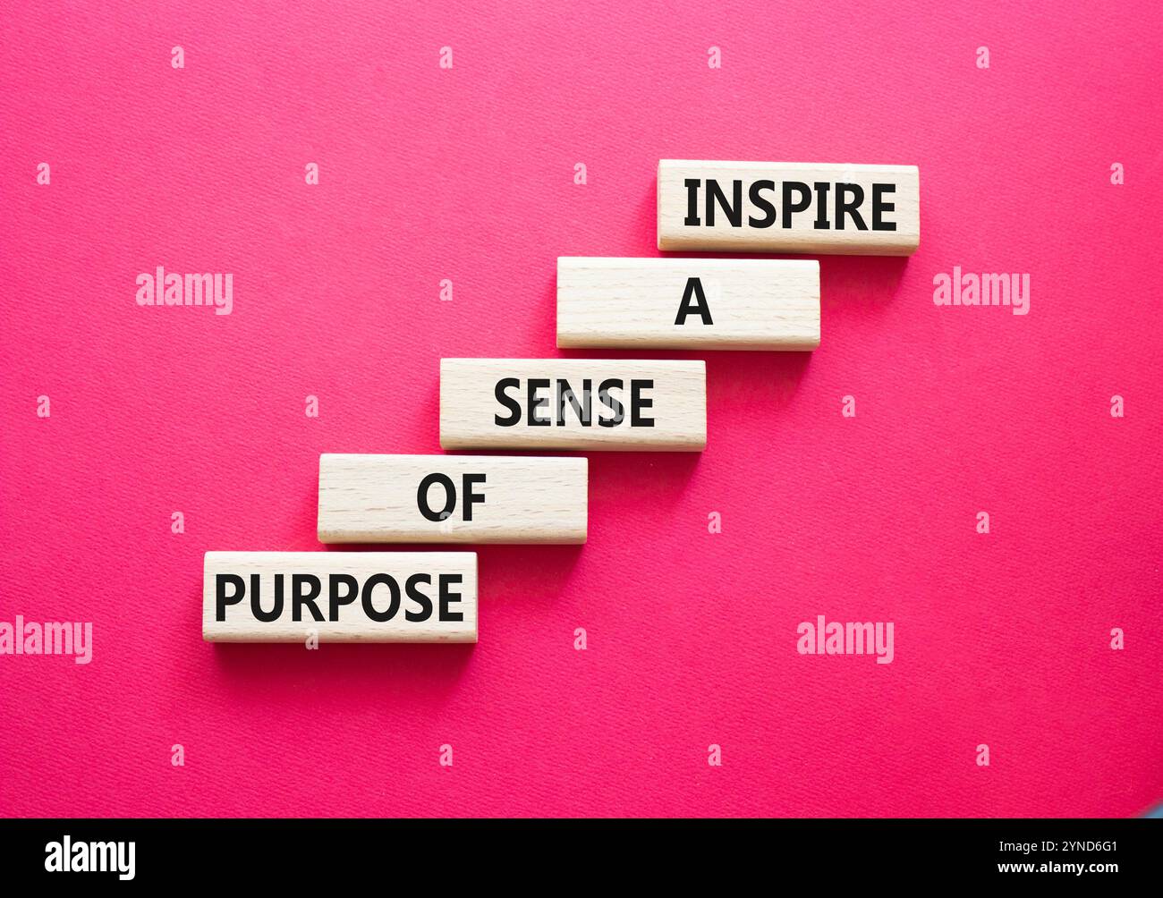 Purpose symbol. Wooden blocks with words Inspire a sense of Purpose ...