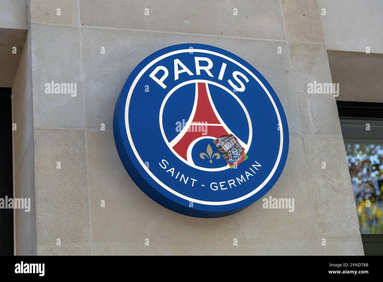 Paris Saint-Germain sign on the store in Paris, France - November 25 ...