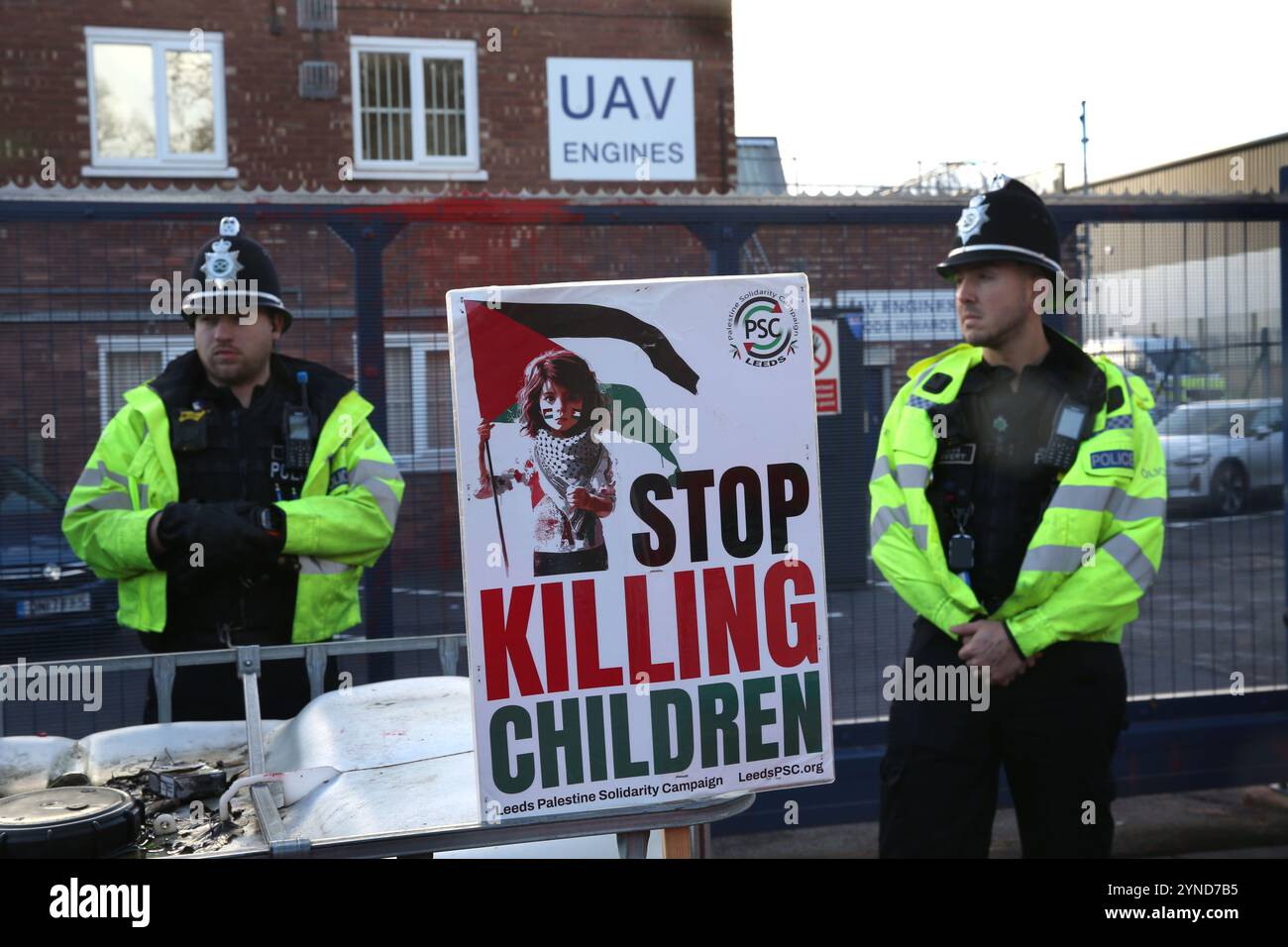 November 25, 2024, Shenstone, England, UK: Police officers guard the ...