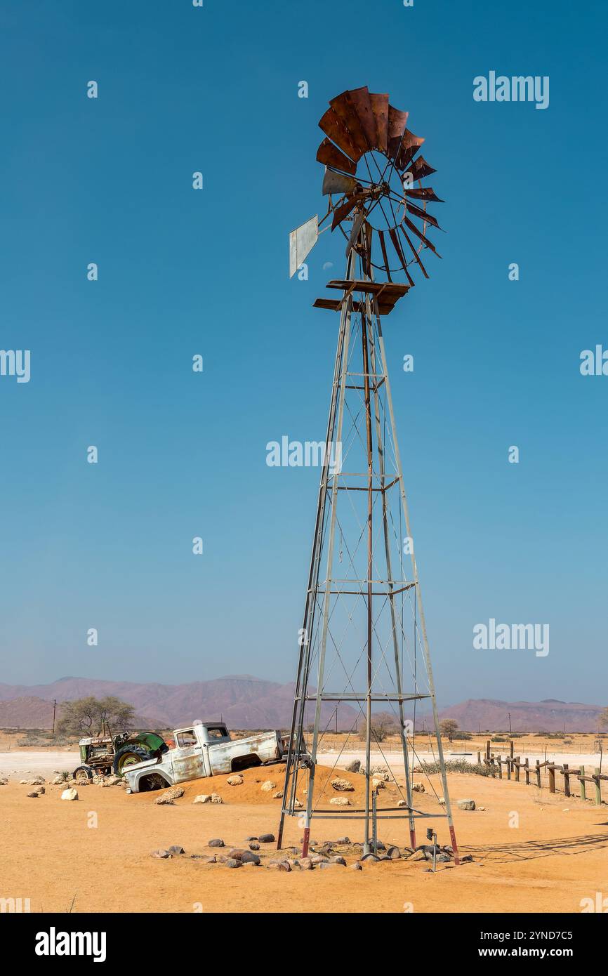 Windmill, water wind pump in Solitaire, Namibia, Africa Stock Photo - Alamy
