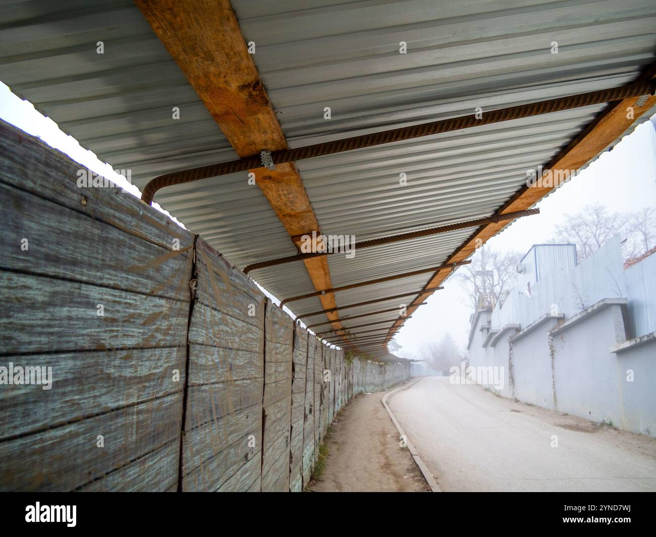 Canopy over the pedestrian walkway during construction Stock Photo - Alamy