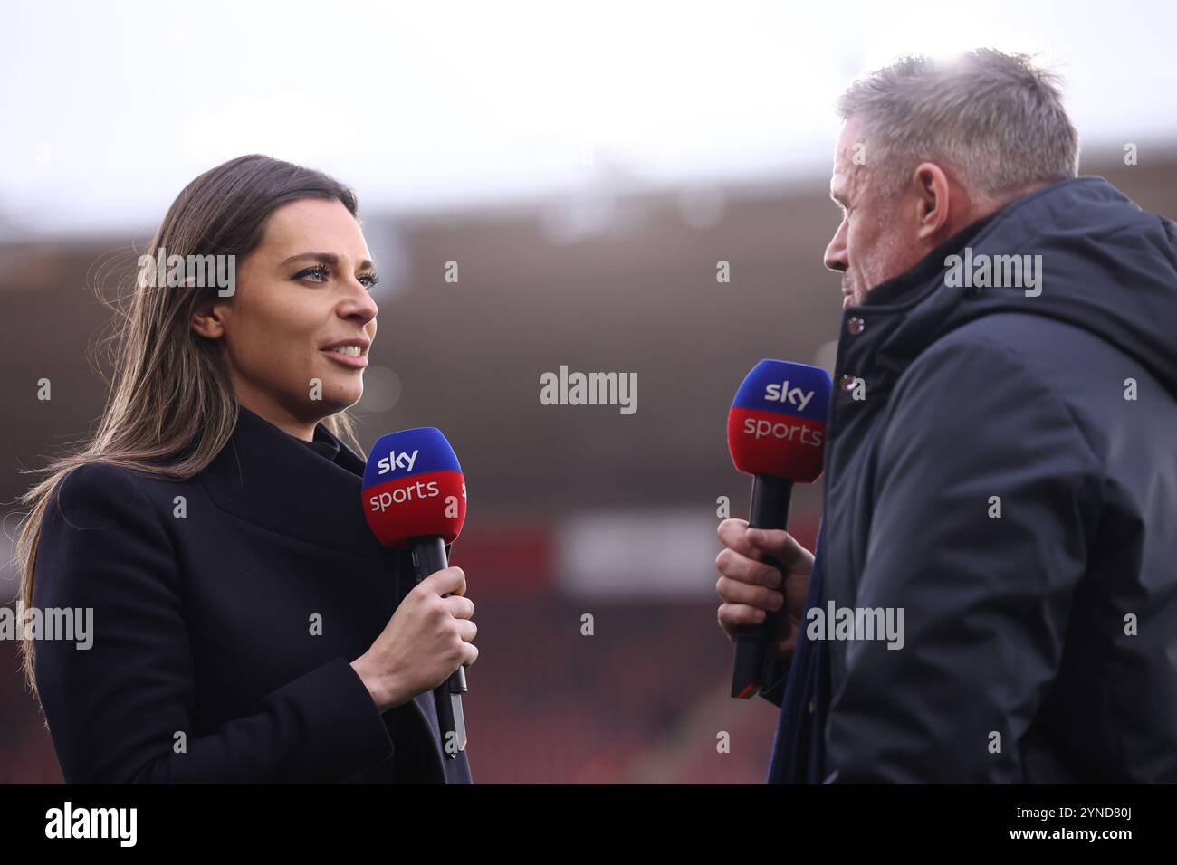 Southampton, UK. 24th Nov, 2024. Sky Sports presenter Emma Saunders ...