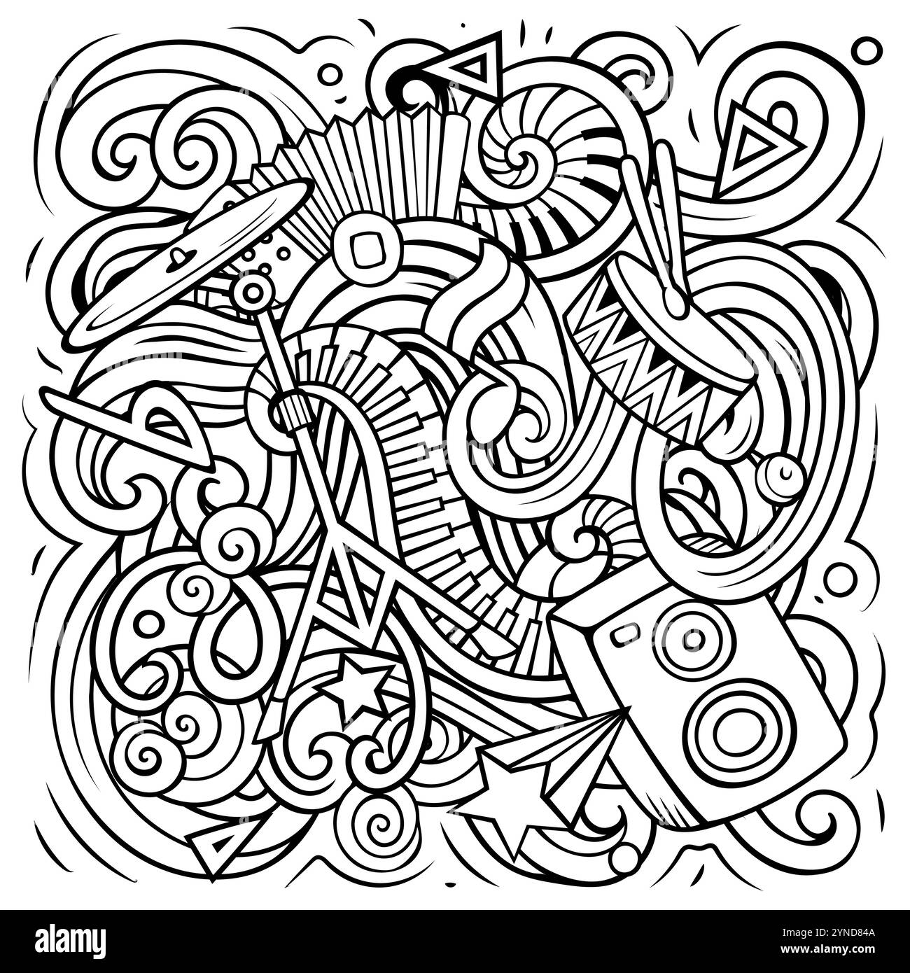 Music hand drawn vector doodles illustration. Musical poster design ...