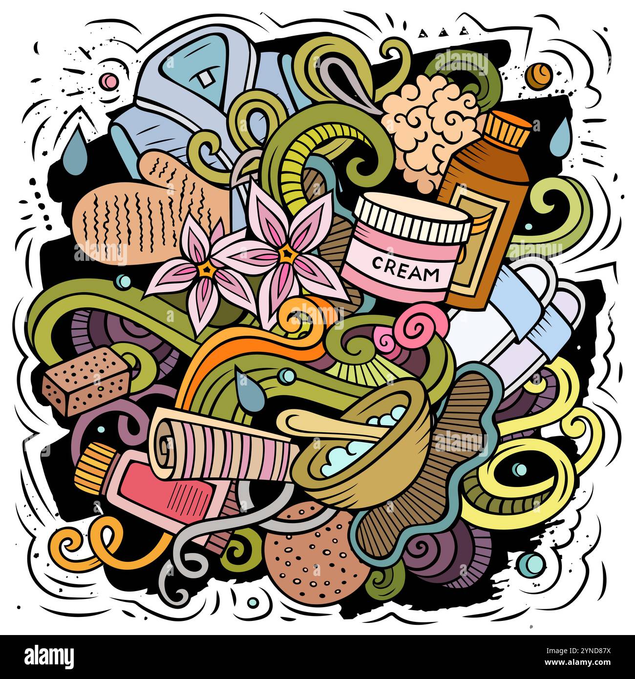 Massage hand drawn vector doodles illustration. Spa salon poster design ...