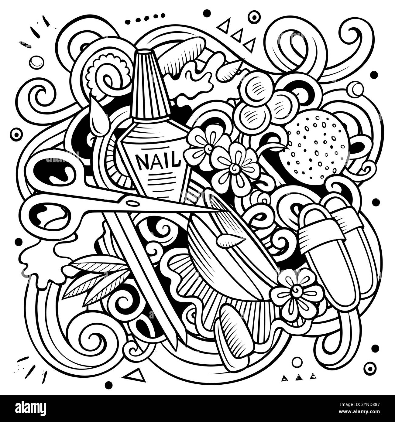 Nail Salon hand drawn vector doodles illustration. Manicure design ...