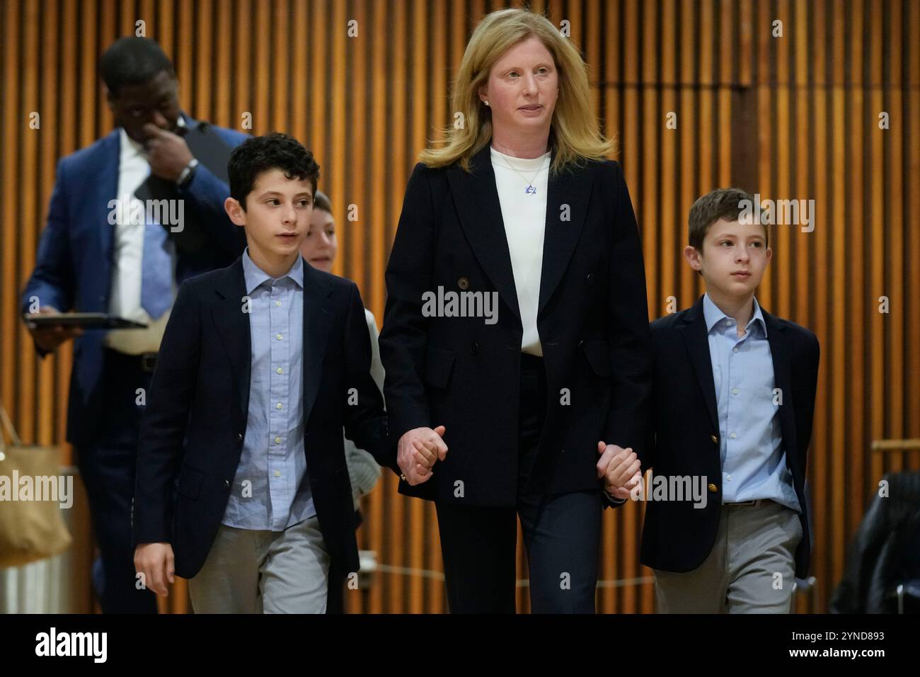 New NYPD Commissioner Jessica Tisch arrives with her children for a ...