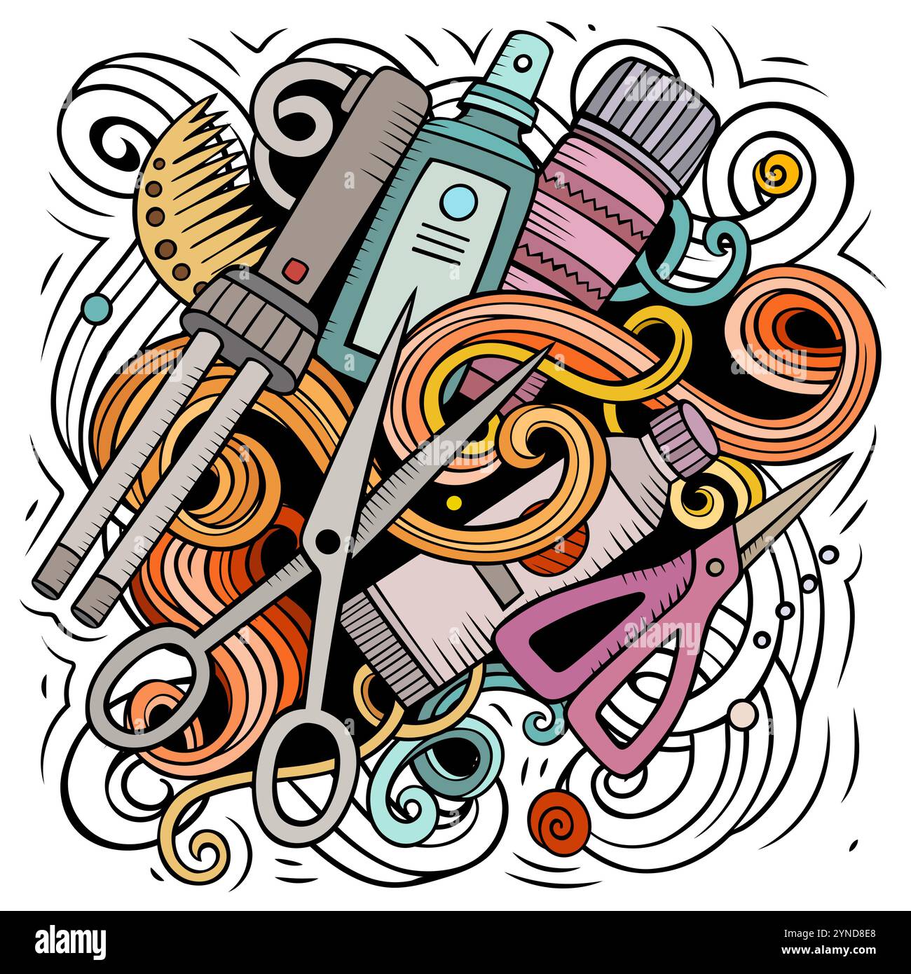 Hair Salon cartoon vector illustration. Colorful detailed composition ...