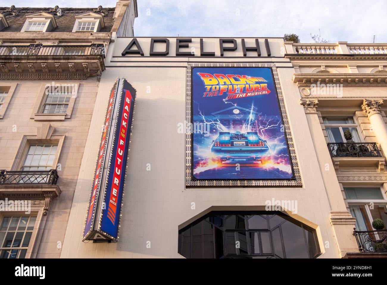 LONDON- NOVEMBER 21, 2024: Back to the Future- The Musical at the Adelphi theatre. A west end ...