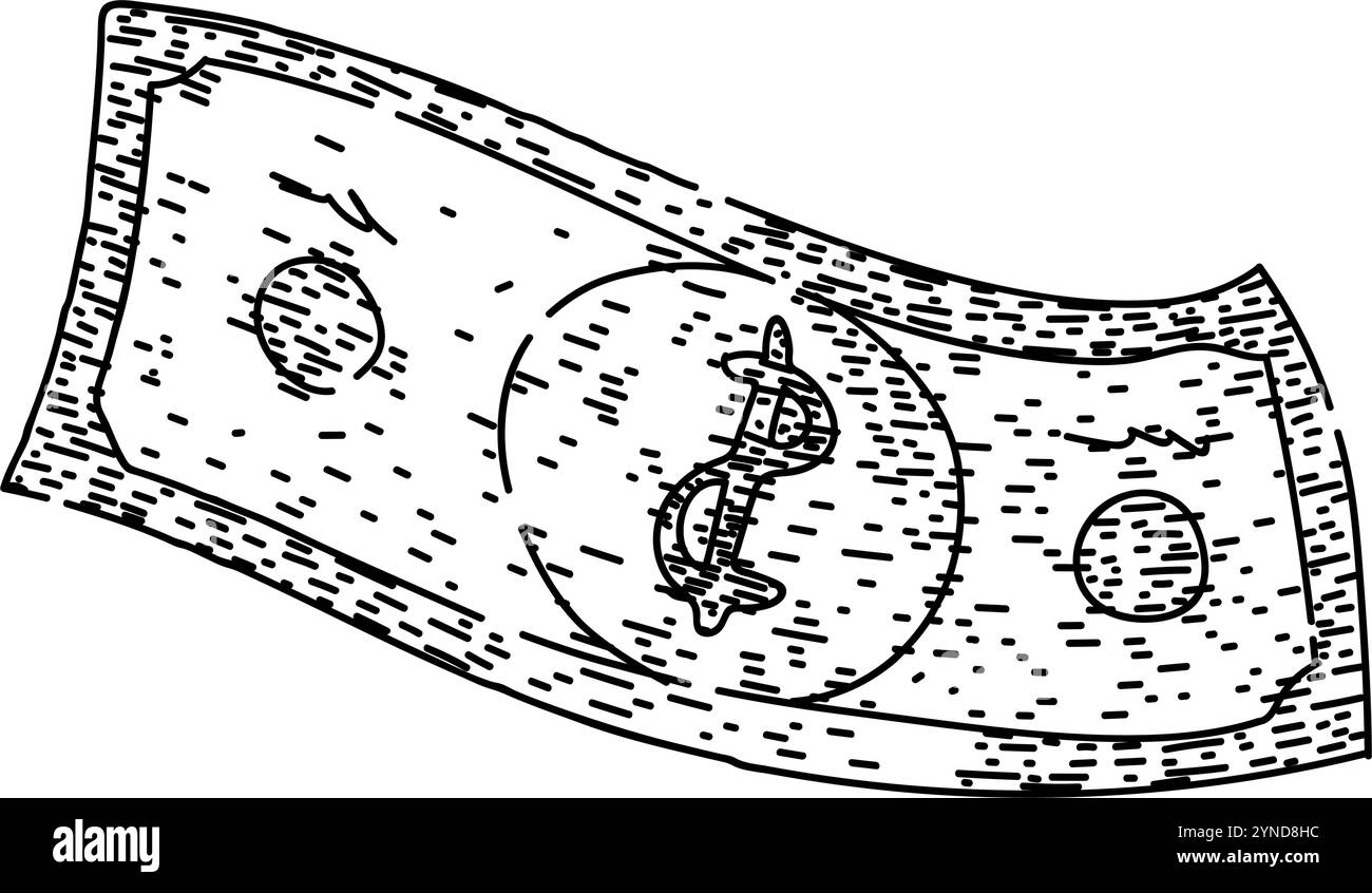 finance dollar bill sketch hand drawn vector Stock Vector Image & Art ...