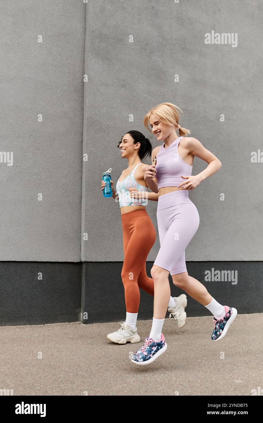 Two colorful young women running hi-res stock photography and images ...