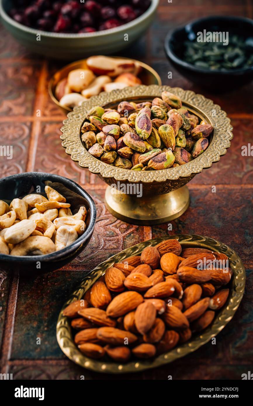 Assortment of different healthy nuts and dried fruits Stock Photo - Alamy