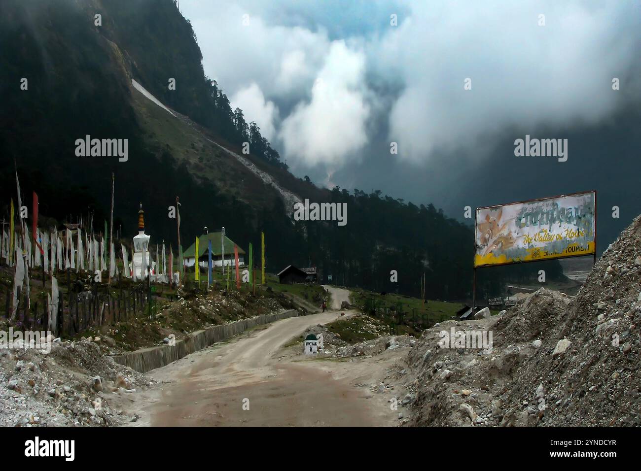 View of Yumthang Valley or Sikkim Valley of Flowers sanctuary ...