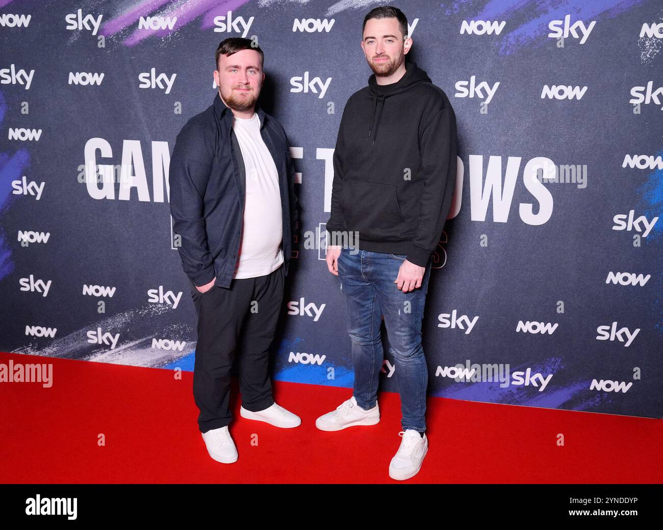 Luke Littler (left) and Luke Humphries arriving for the world premiere ...