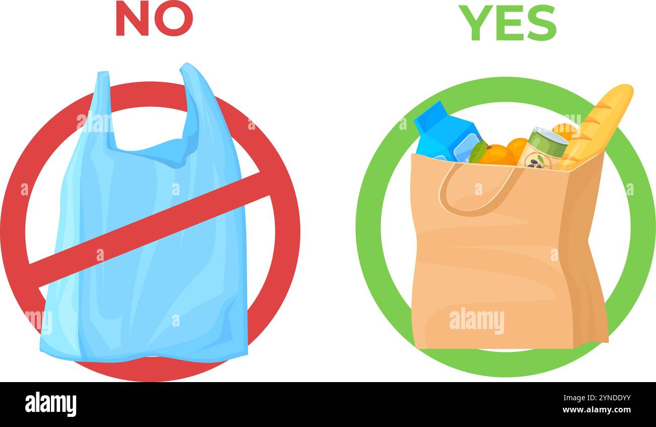 Forbidden disposable bags. Plastic vs paper bag compare, disposable ...