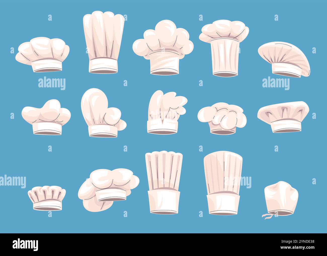 Cartoon chef hats. Chief cook hat, professional french cooks uniform ...