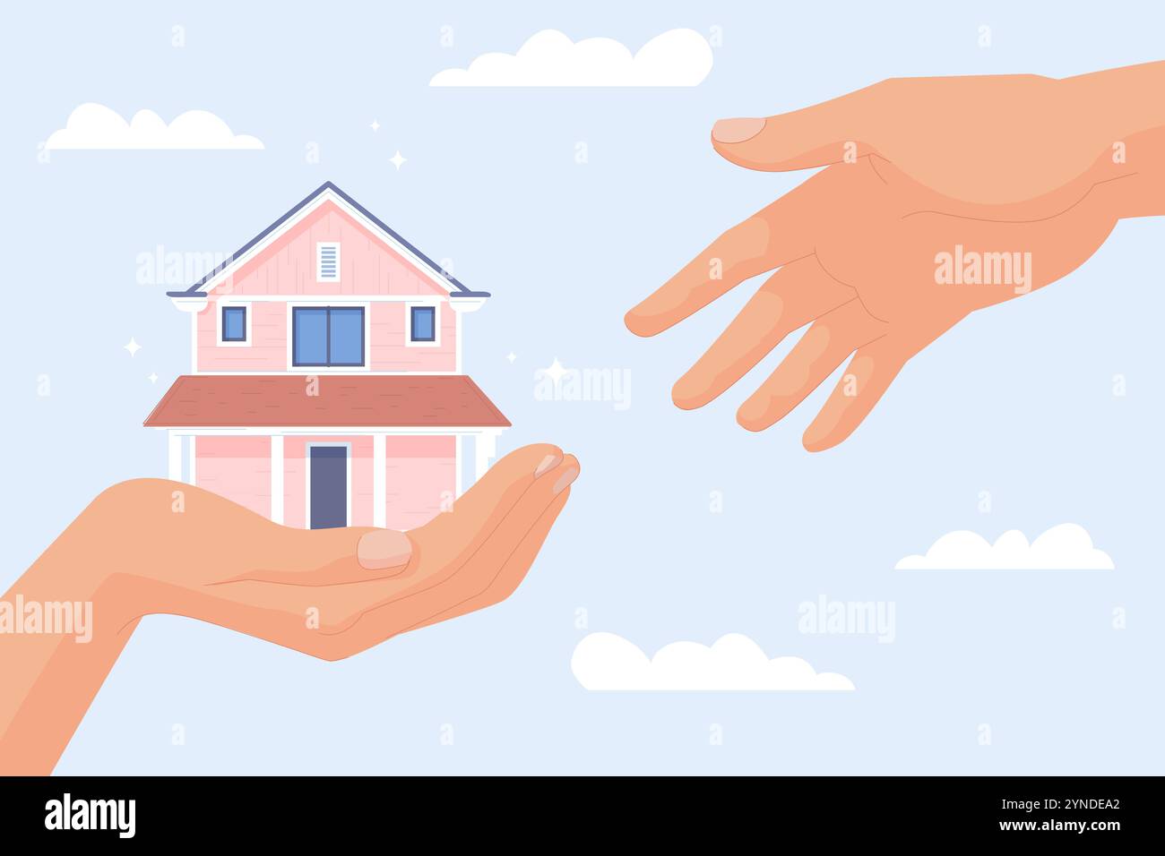 Inherit house. Inheritance concept, parent father hand giving home ...