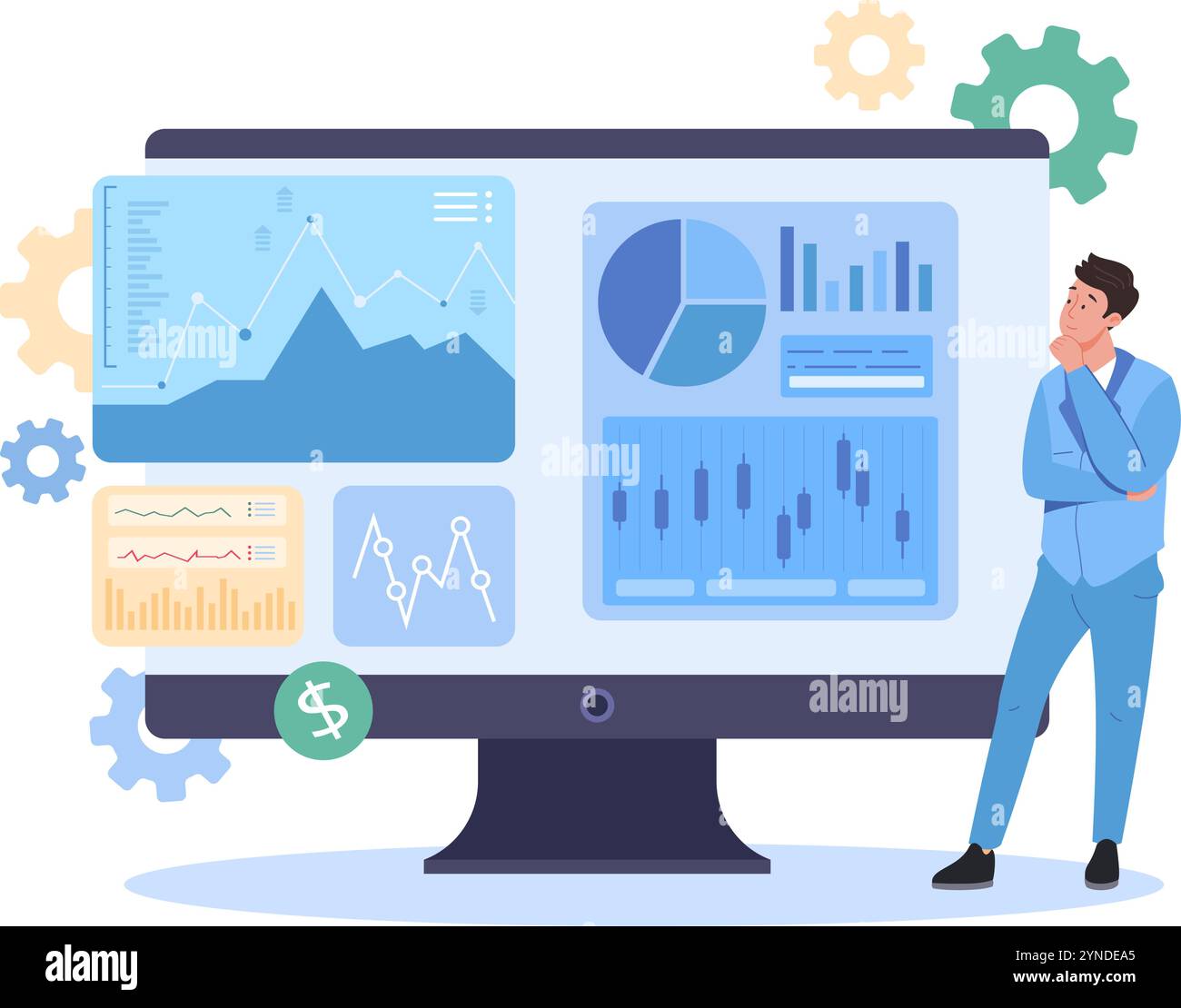 Professional data auditing. Business analist inspecting kpi finance cost report spreadsheet ...