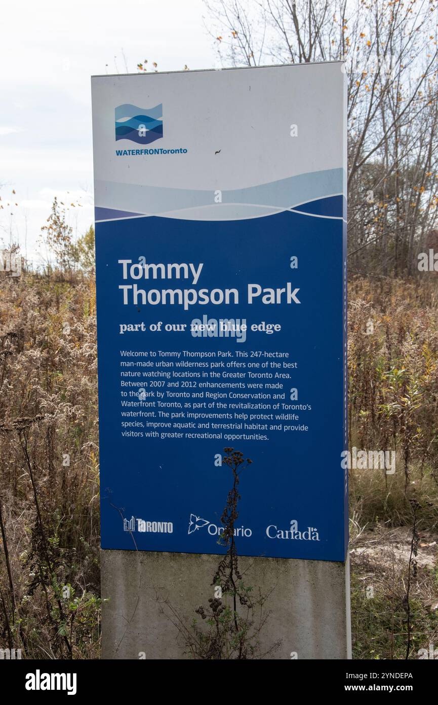 New blue edge waterfront improvements sign at Tommy Thompson Park in ...