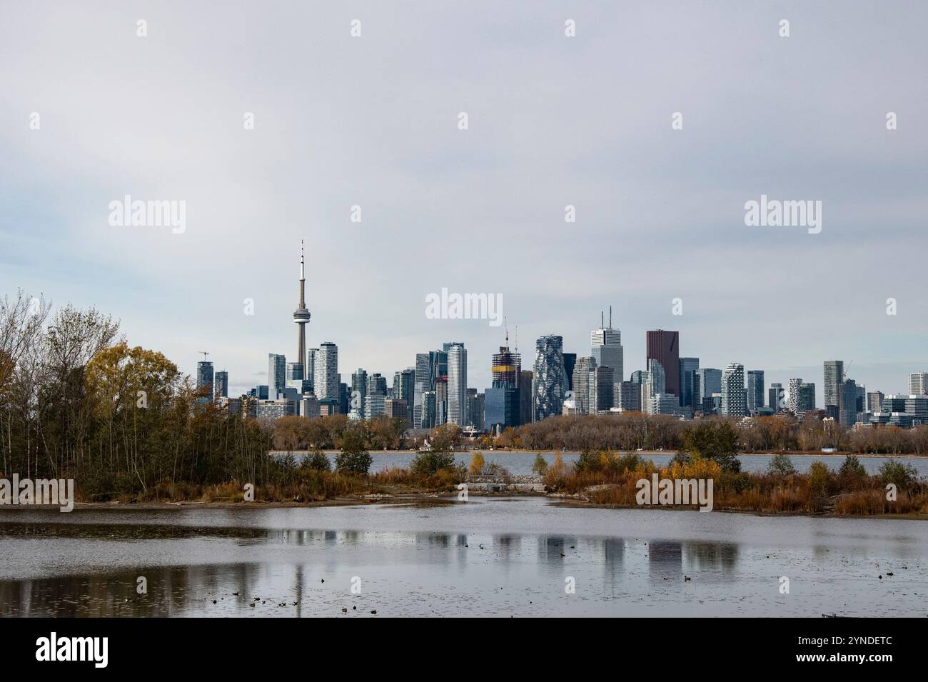 View of downtown Toronto from Tommy Thompson Park in Scarborough ...