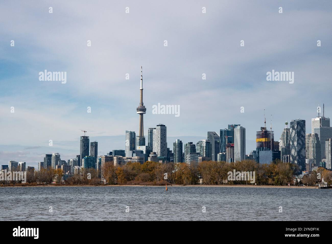 View of downtown Toronto from Tommy Thompson Park in Scarborough ...
