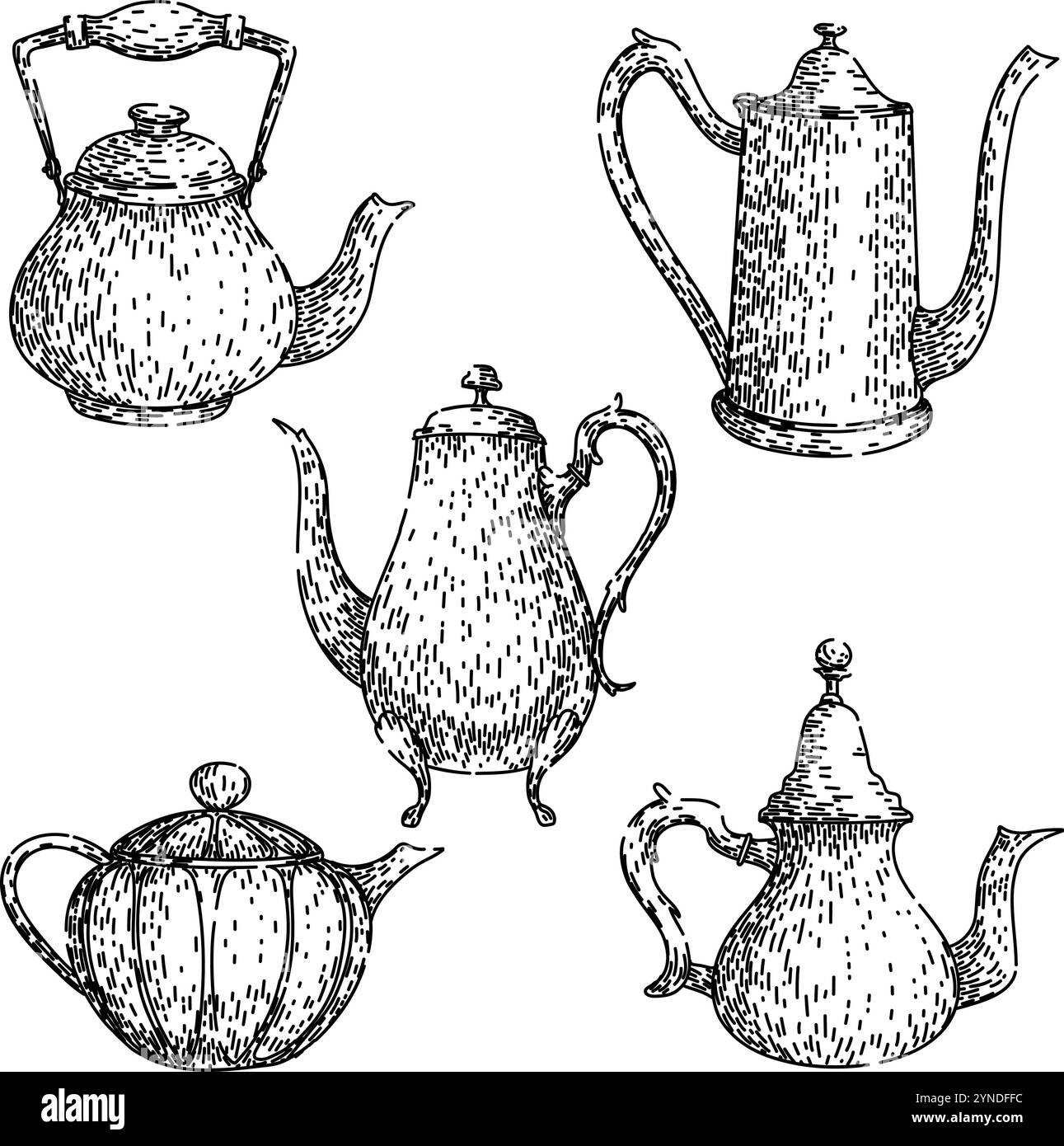 teapot set sketch hand drawn vector Stock Vector Image & Art - Alamy