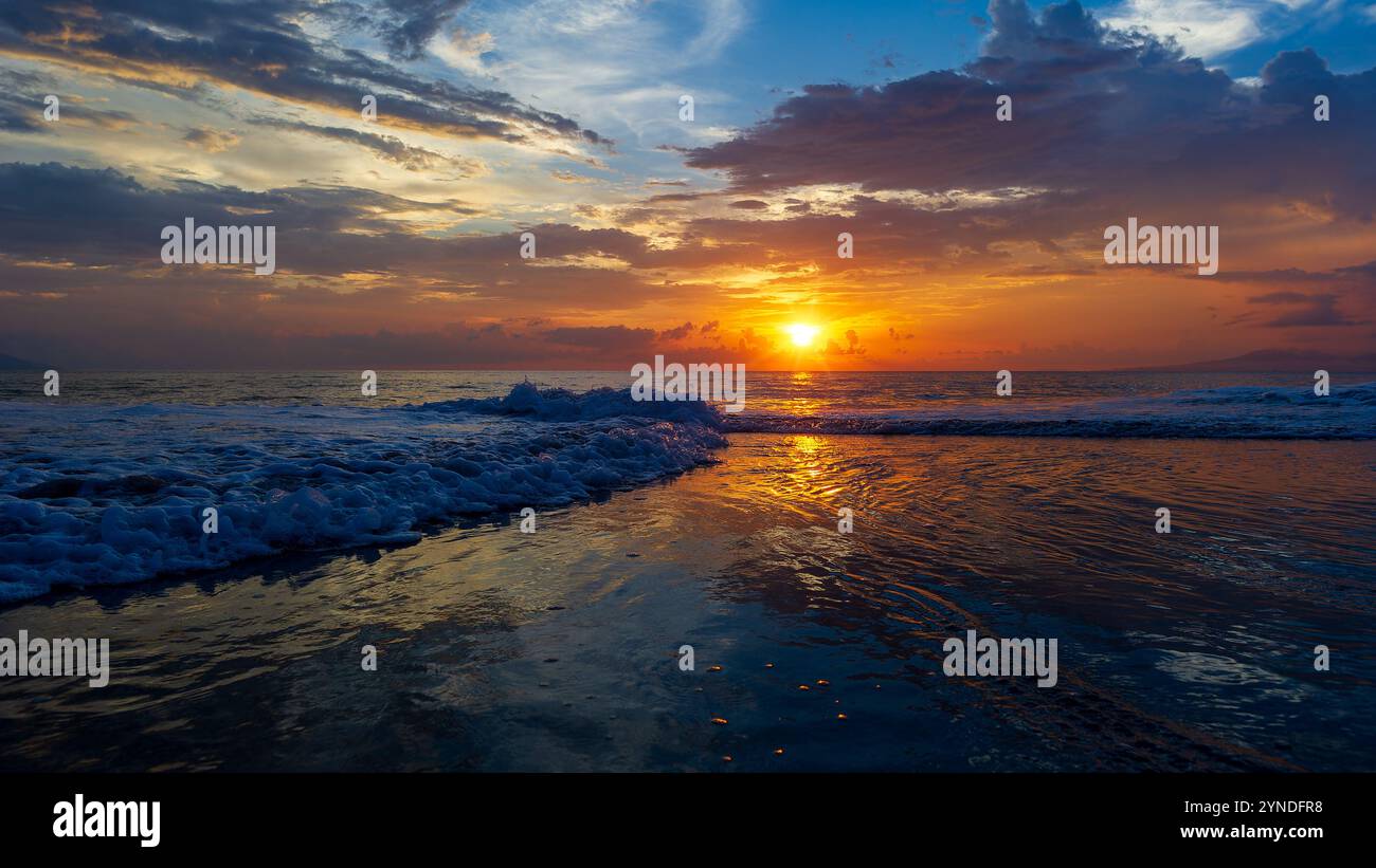 An Ocean Seascape With Golden Sun Rays Breaking Through The Clouds ...