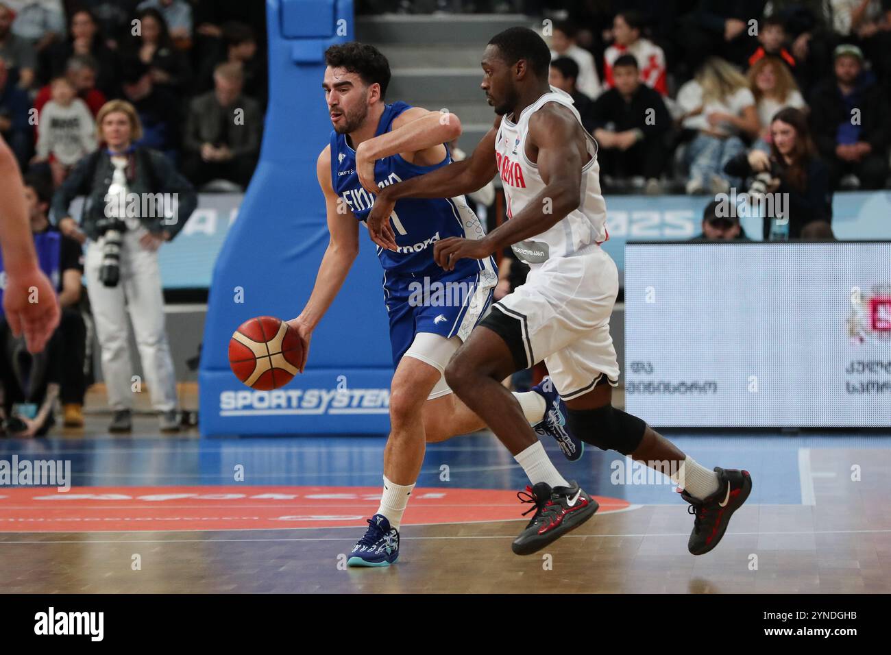 Edon Maxhuni of Finland against Kamar Baldwin of Georgia during the ...